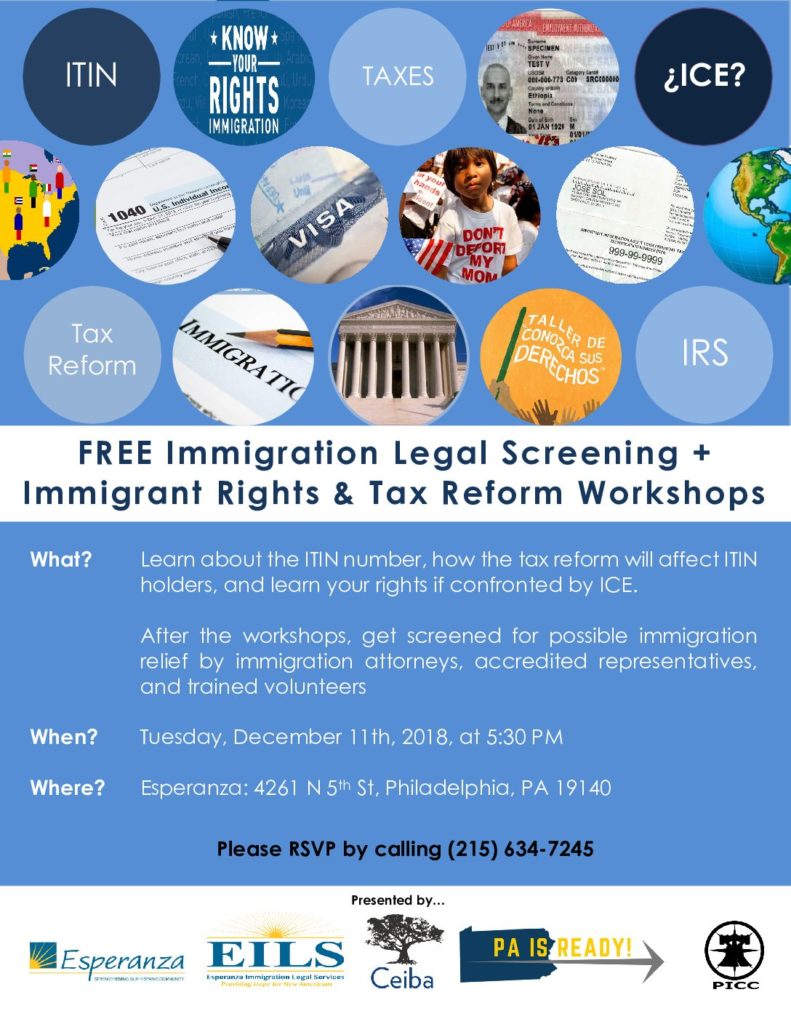 Immigration Legal Screening - Immigrant Rights and Tax Reform Workshops ...